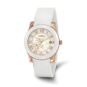 Chisel | Accessories | Ladies Chisel Rose Ipplated Floral Dial White ...